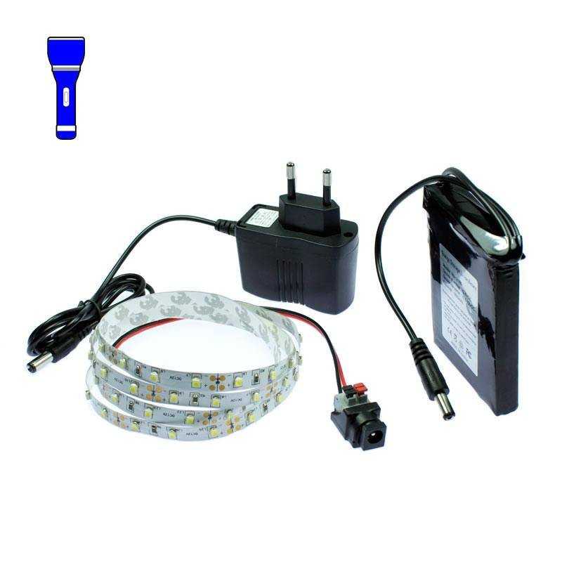 Light Painting battery kit with 1m blue LED tape. Filaments effect